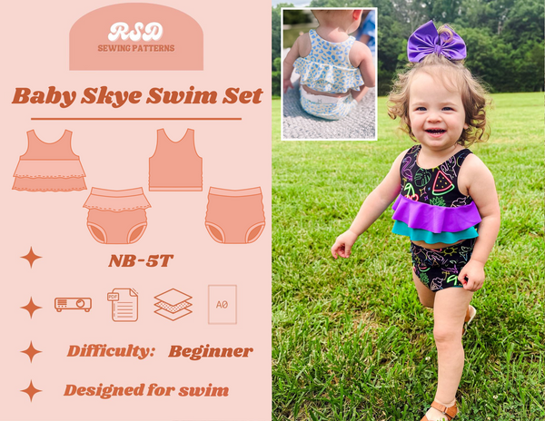 Baby Skye Swim Set PDF – Retro Sparkle Designs