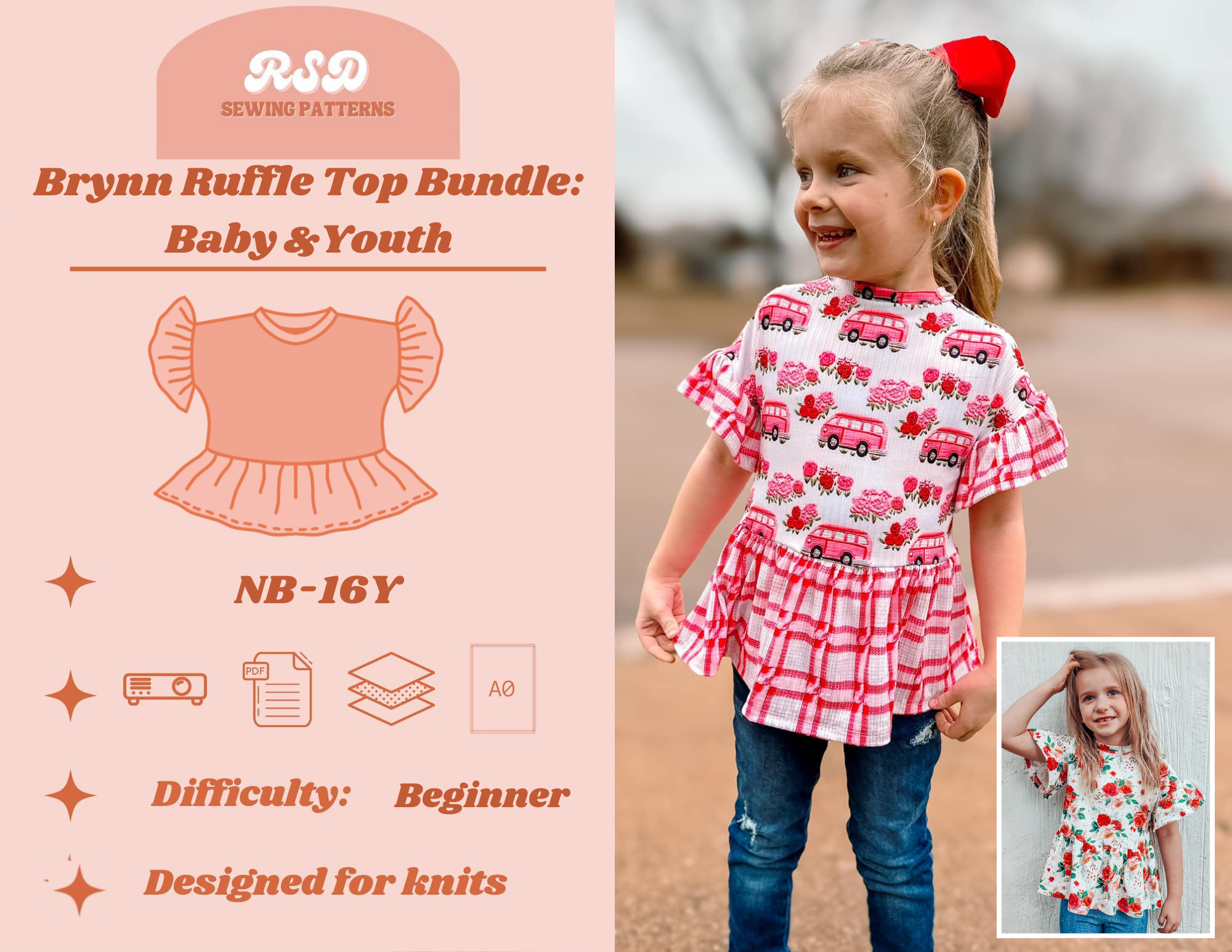 Baby & Youth Brynn Ruffle Top Bundle PDF – Retro Sparkle Designs