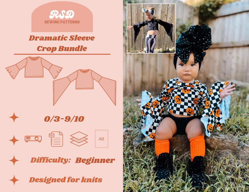 Dramatic Sleeve Crop Bundle - Bell + High-Low PDF – Retro Sparkle Designs